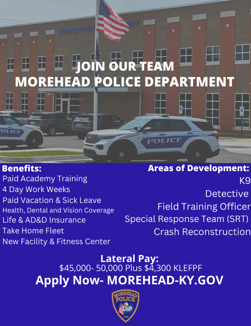 Morehead Police Department Is Hiring City Of Morehead Ky